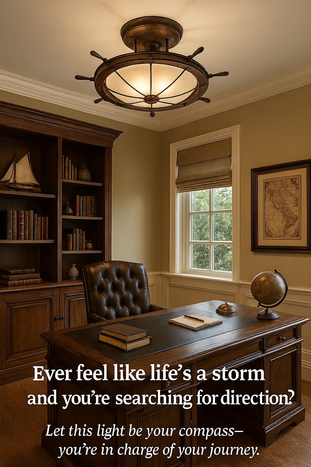 Nautical Ship Wheel Ceiling Light – Coastal Home Decor
